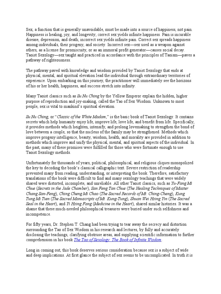 TAO OF SEXOLOGY - Unknown | PDF | Immortality | Human Body