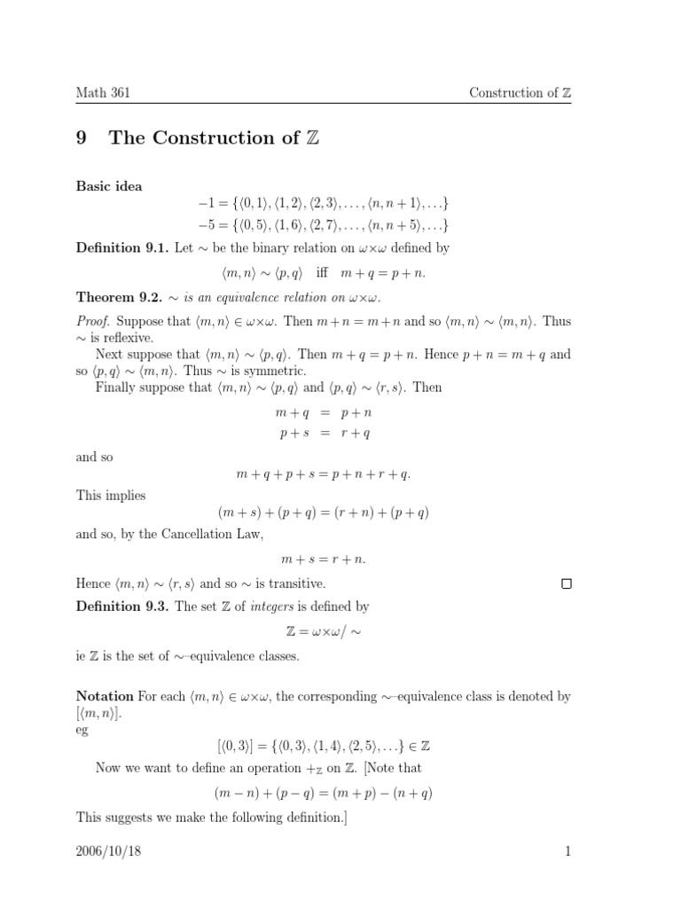 Construction Of Integer Pdf Mathematical Logic Mathematical Analysis