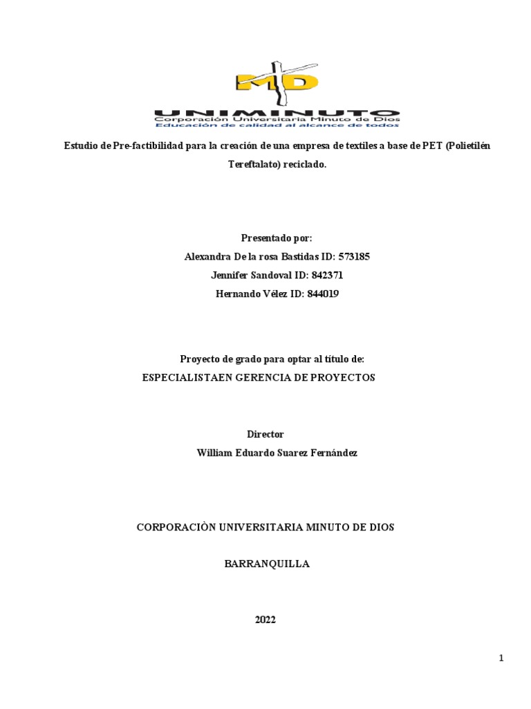 Estudio de Prefactibilidad FINAL - PET | Descargar gratis PDF | El plastico | Reciclaje