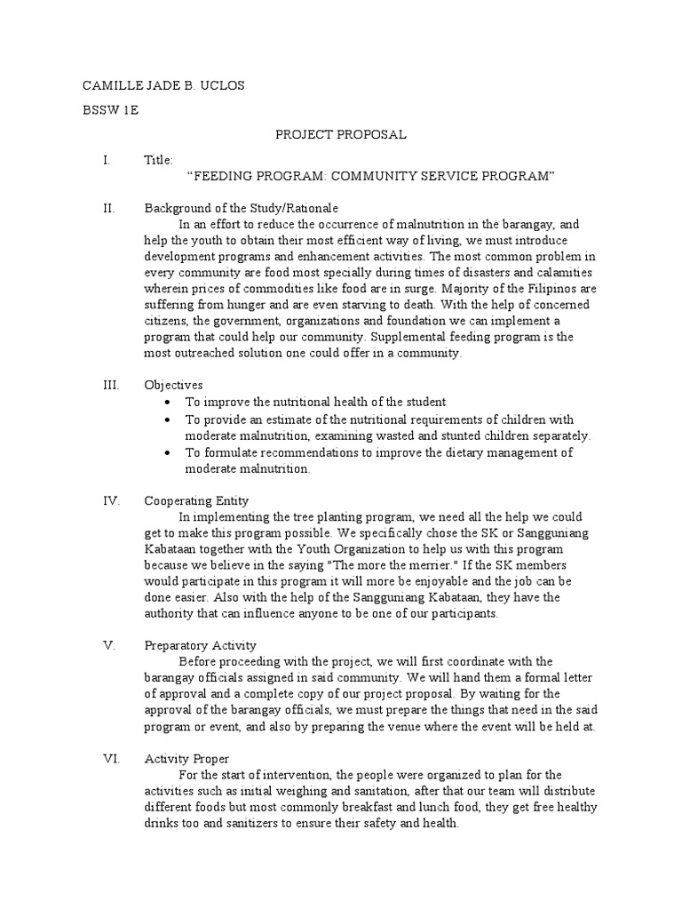 Community Feeding Program Proposal | PDF | Malnutrition | Health Sciences
