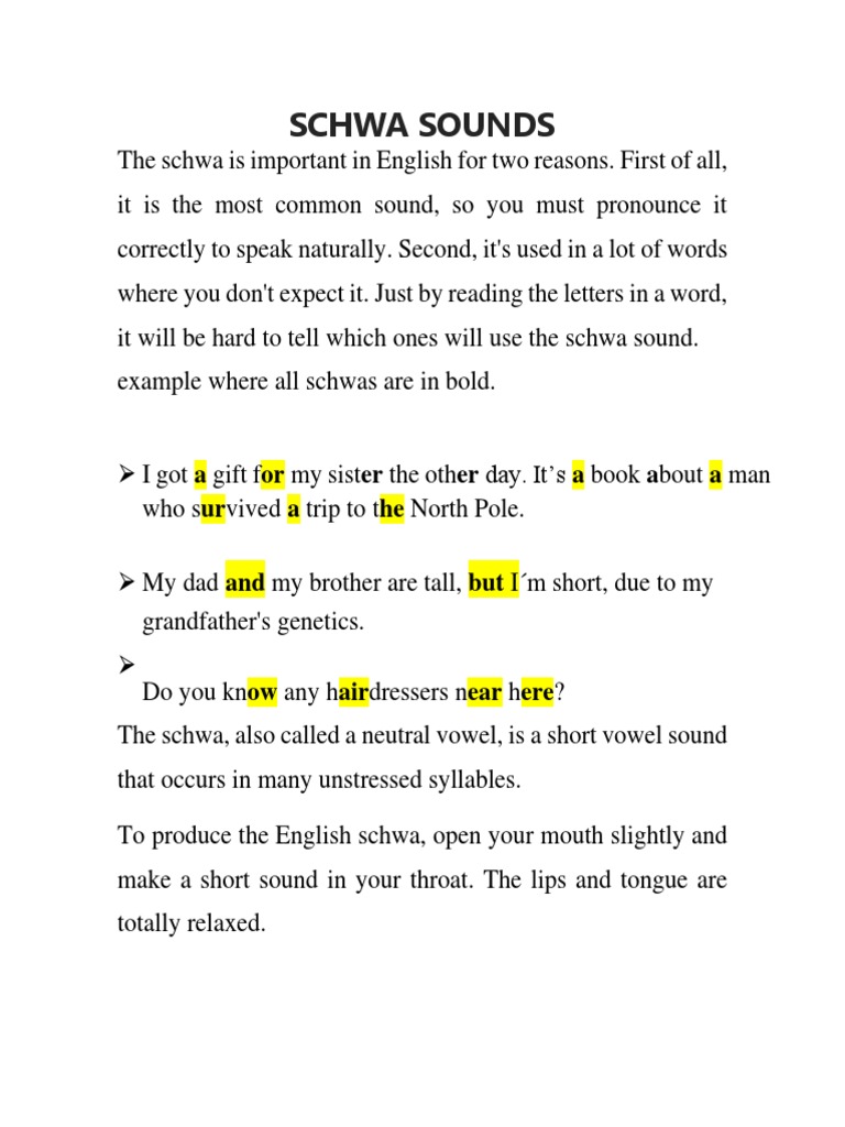 Schwa Sounds | PDF