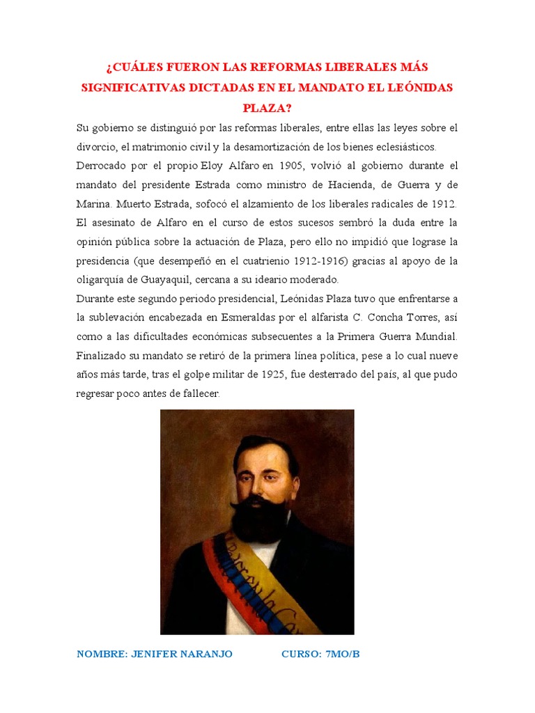 Cuáles Fueron Las Reformas Liberales Más Significativas Dictadas en El ...