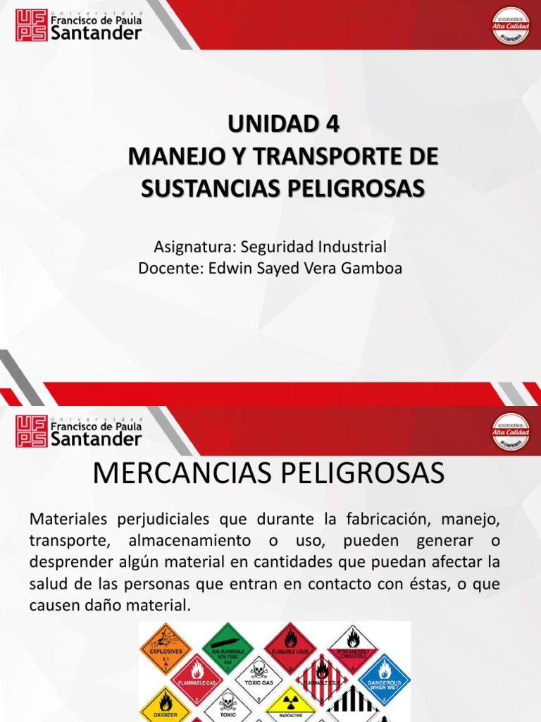 Manejo y Transporte de Sustancias Peligrosas | PDF | Materiales | Química