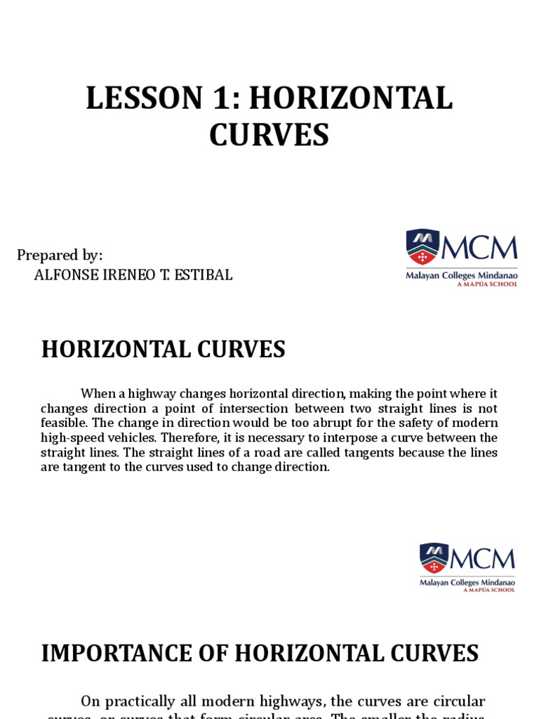 Lesson 1 - Horizontal Curves | PDF | Curvature | Circle