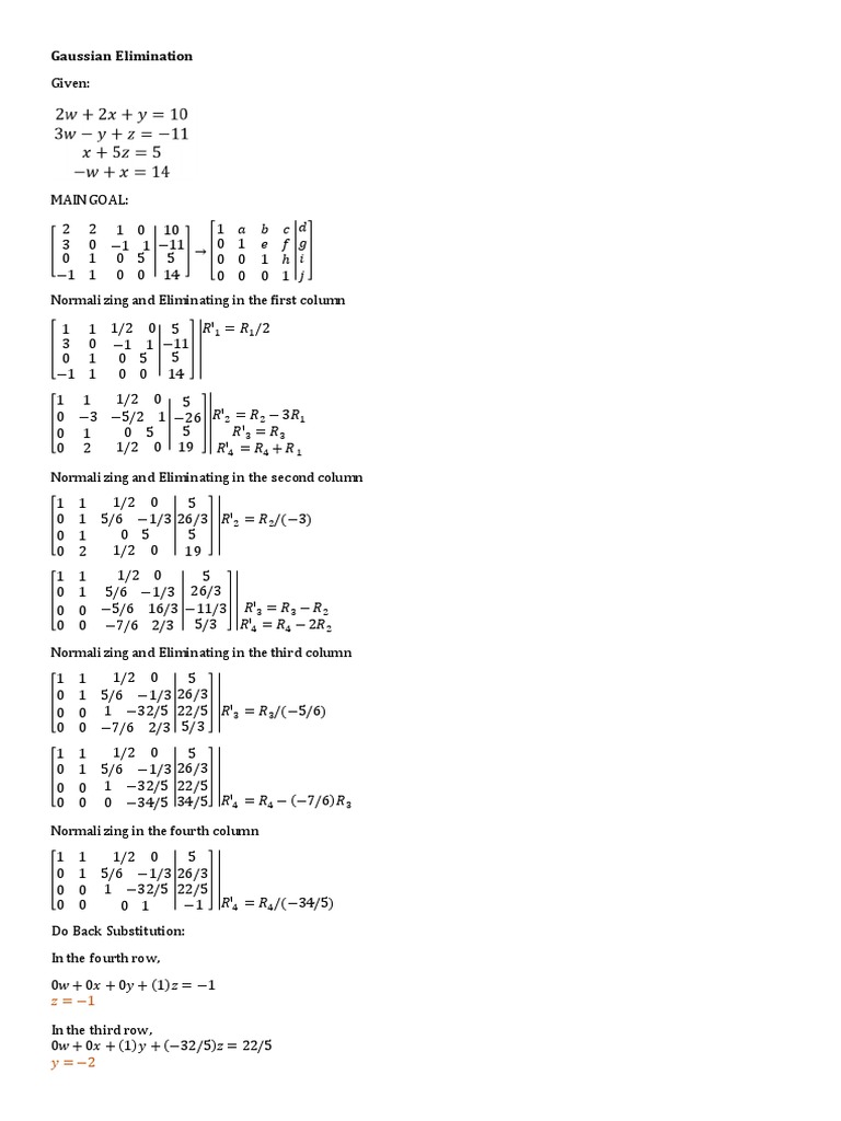 Gaussian Elimination and Gauss-Jordan Method | PDF | Mathematical ...