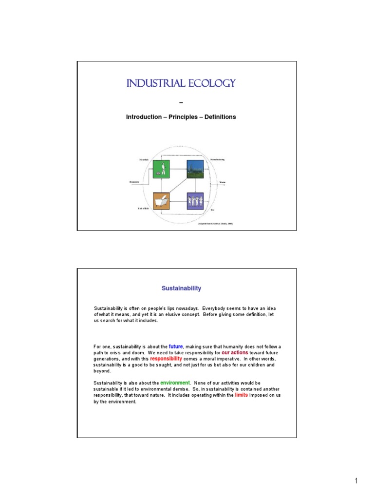 Introduction To Industrial Ecology | PDF | Sustainability | Resource
