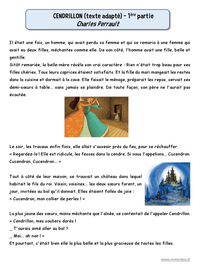 Résumé du conte de Cendrillon | PDF | Cendrillon | Fées