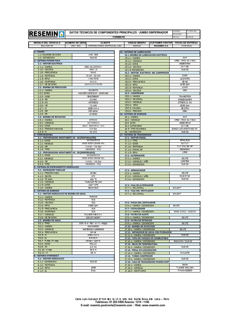 Componentes. Bolter 99 JMC-893 | PDF | Tecnología energética | Partes ...