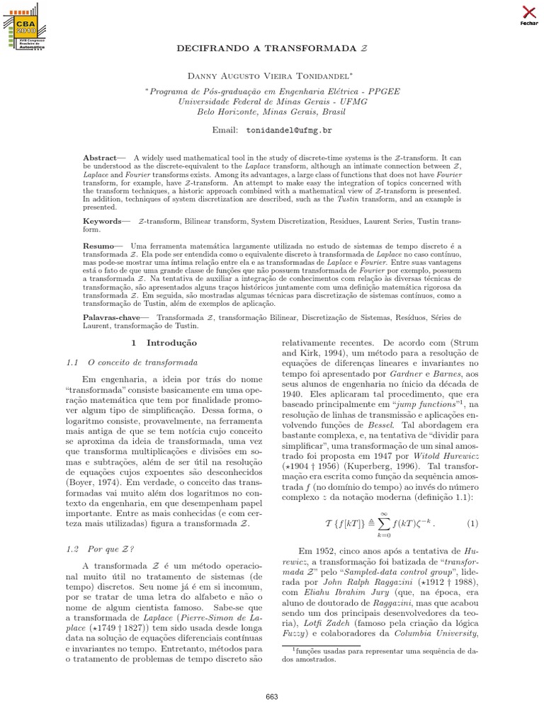 Tonidandel Decifrando A TransformadaZ | PDF | Transformada de Fourier ...