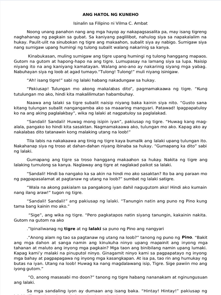 Pdfslide - Tips - Ang Hatol NG Kuneho Pabula | PDF