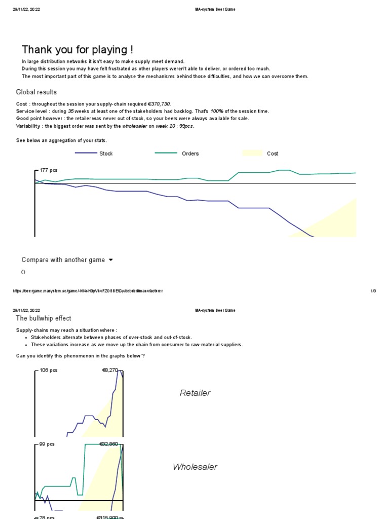 MA-system Beer Game | PDF | Supply Chain | Business