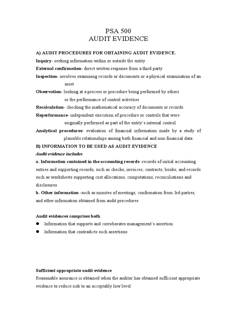Psa 500 | PDF | Financial Audit | Audit
