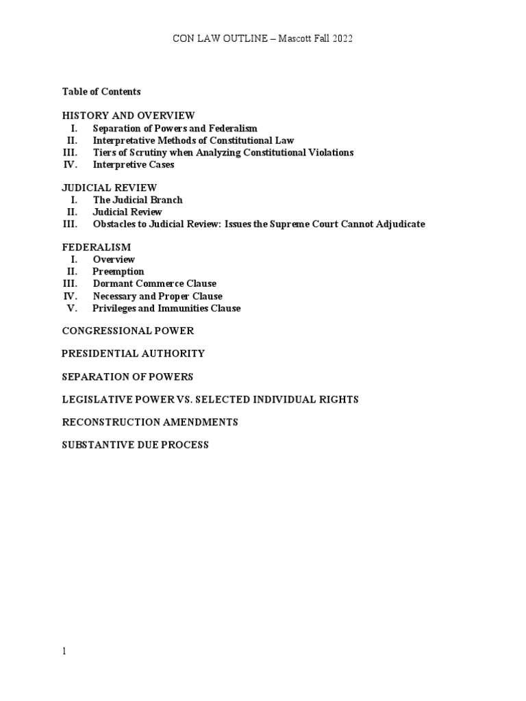 Con Law Full Outline | PDF | Standing (Law) | Supreme Court Of The ...