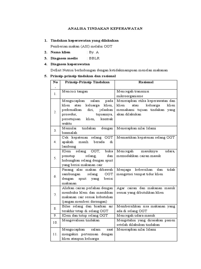 Analisa Pemberian ASI Lewat OGT | PDF