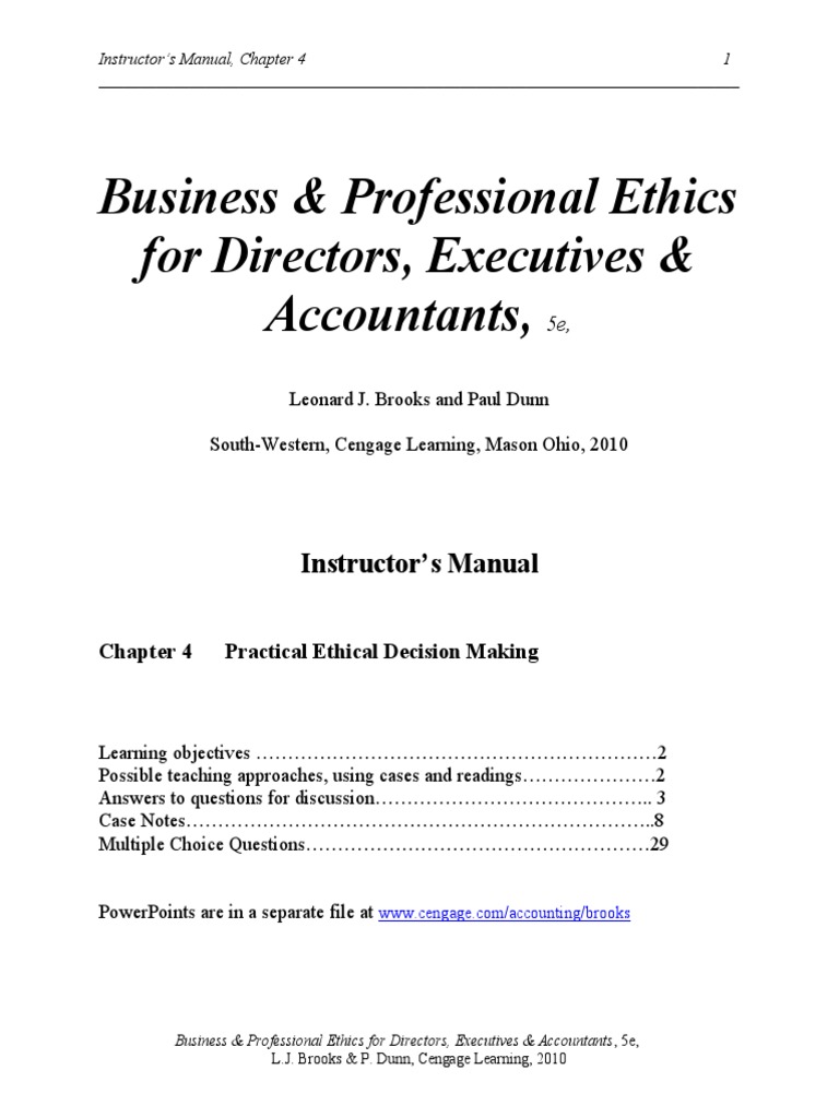 Instructor Manual - Chapter 4 | PDF | Merck & Co. | Decision Making