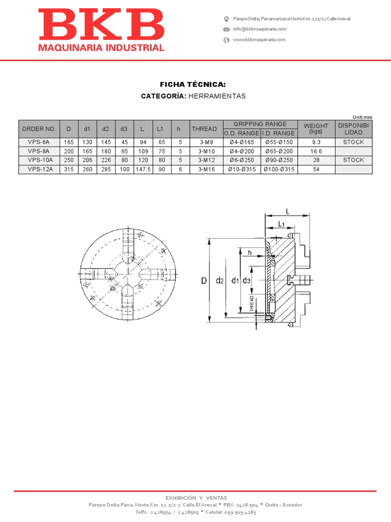 Ficha Técnica Mandriles Con Muelas Autocentrantes - Compressed | PDF