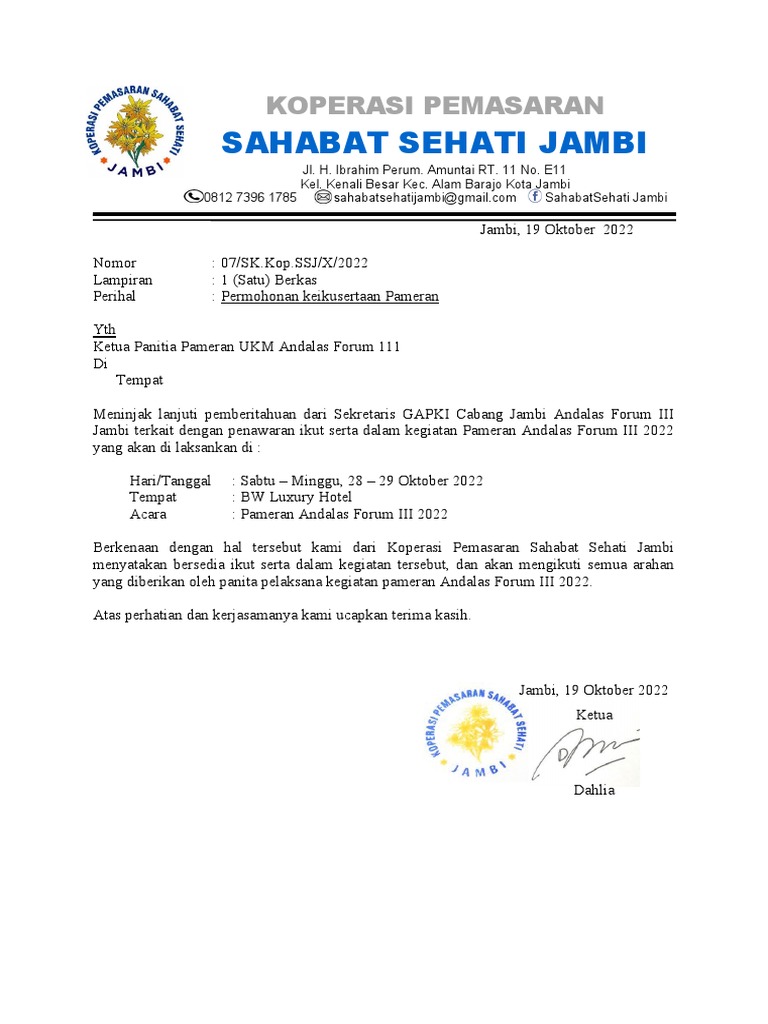 SURAT Pengajuan Bazar | PDF