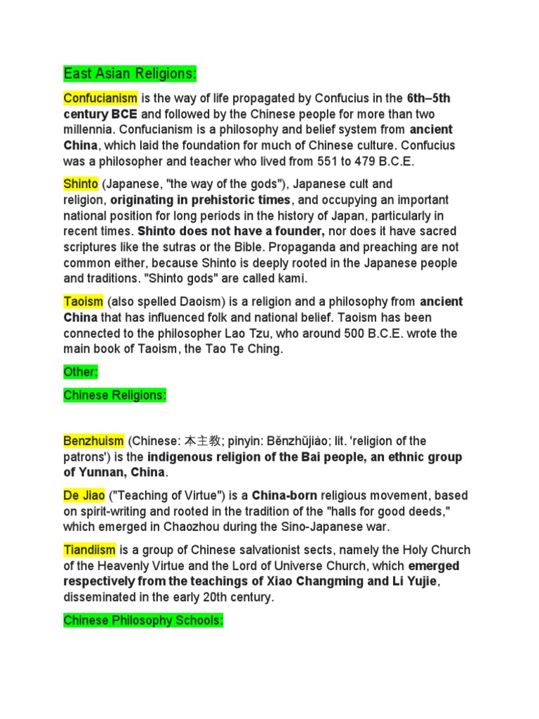 East Asian Religions Overview | PDF | East Asian Religions | Confucianism