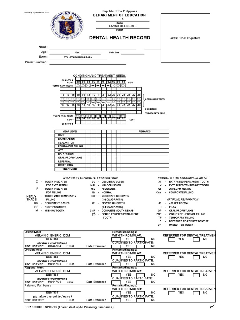 Dental health record | PDF | Dentist | Health Sciences