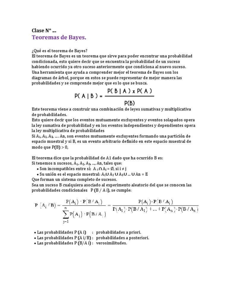 Teorema de Bayes y Ejercicios Resueltos | PDF | Probabilidad | Teoría ...