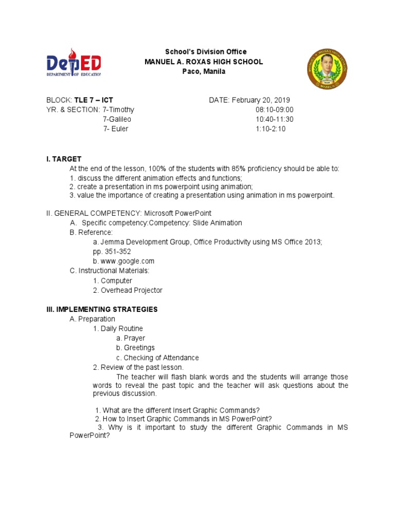 Lesson Plan in PPT Animation | Download Free PDF | Microsoft Power ...