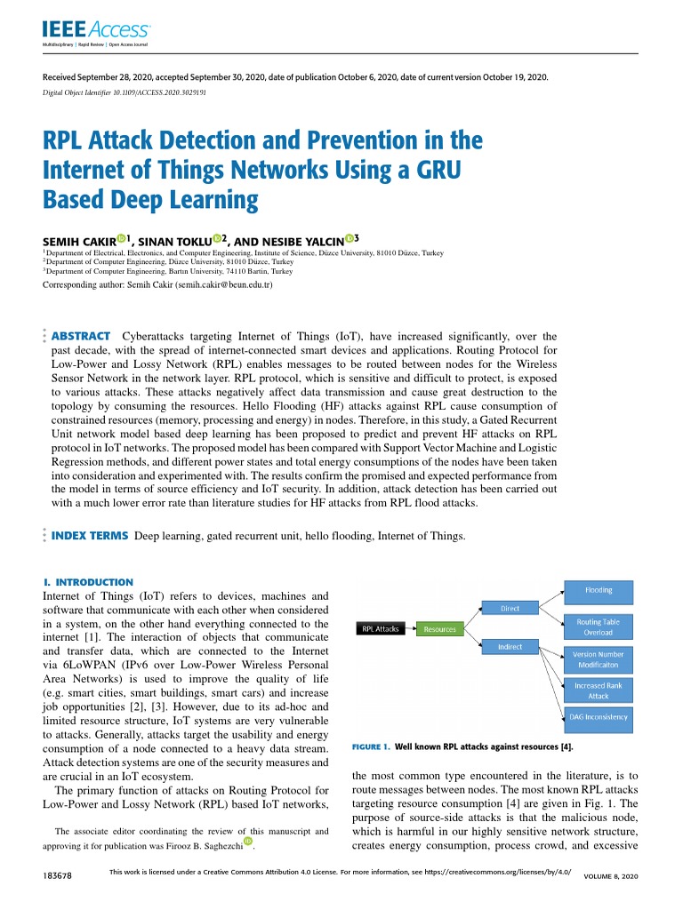 Rpl Attack Detection And Prevention In The Internet Of Things Networks Using A Gru Based Deep 