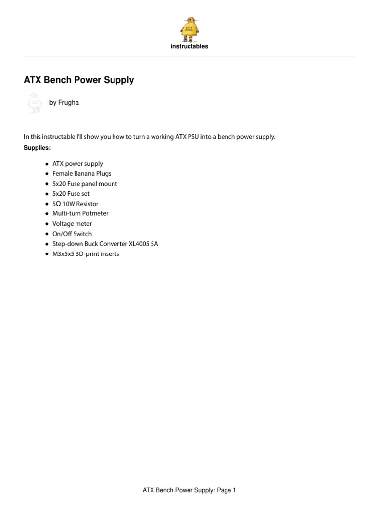 ATX Bench Power Supply | PDF | Electrical Connector | Fuse (Electrical)