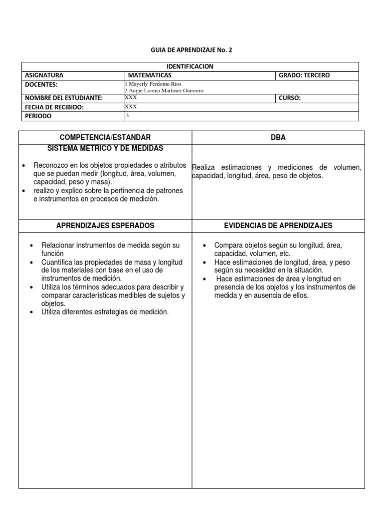 GUIA Actividad 7-1 | PDF | Medición | Volumen