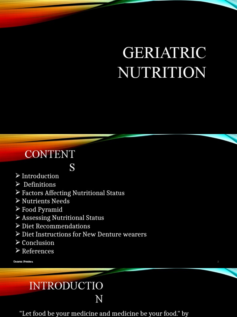 Geriatric Nutrition: Key Dietary Guidelines | PDF | Human Nutrition ...