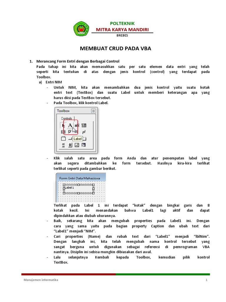 Macro Excel Membuat CRUD Pada VBA | PDF