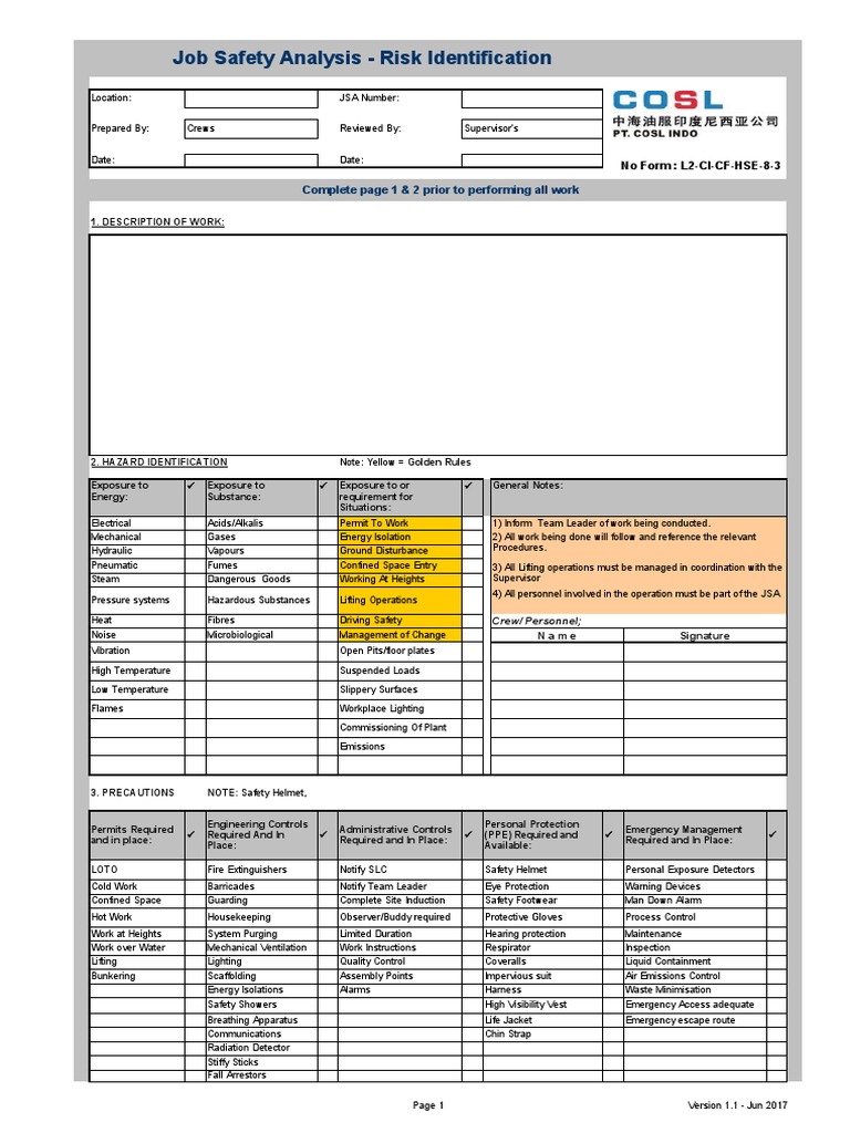 Job Safety Analysis | PDF | Personal Protective Equipment | Safety