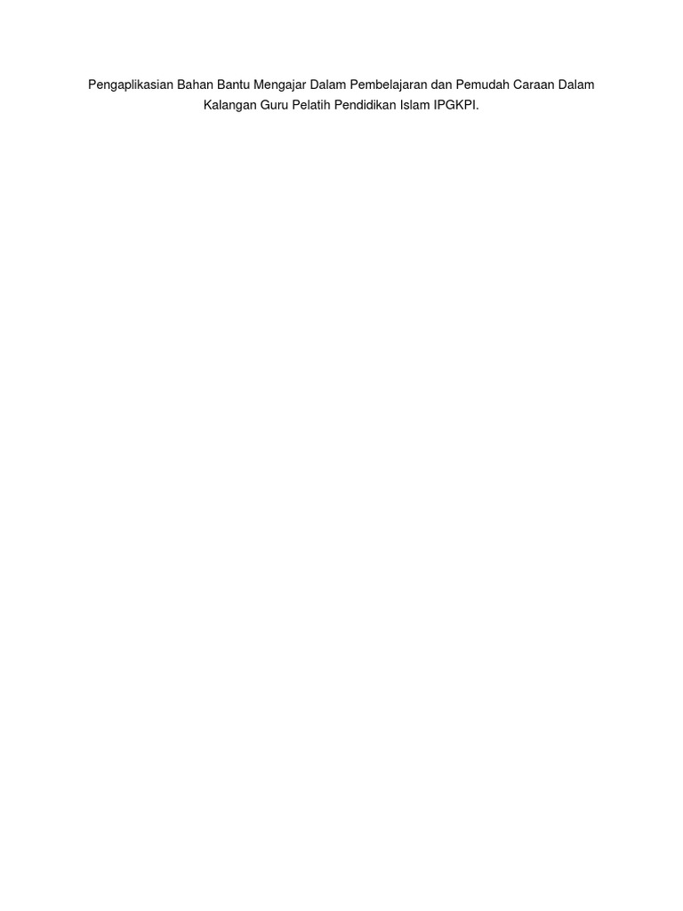 Pengaplikasian Bahan Bantu Mengajar Dalam Pembelajaran Dan Pemudah | PDF