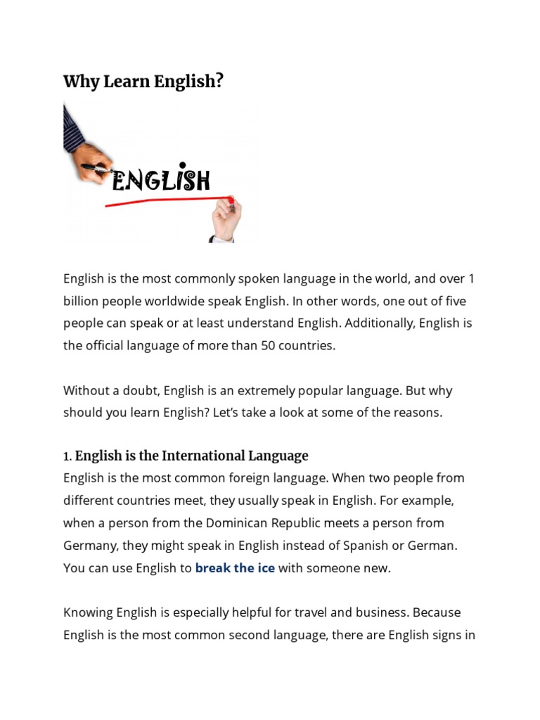 Why Learn English | PDF
