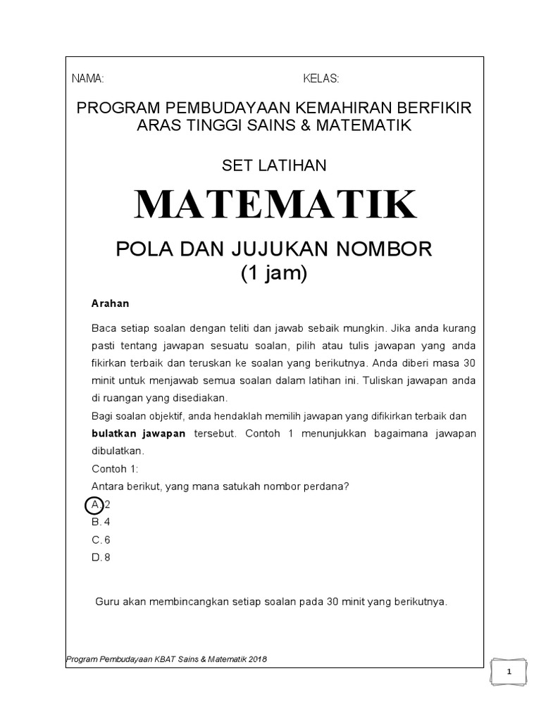 S3 Pola - Jujukan Nombor | PDF