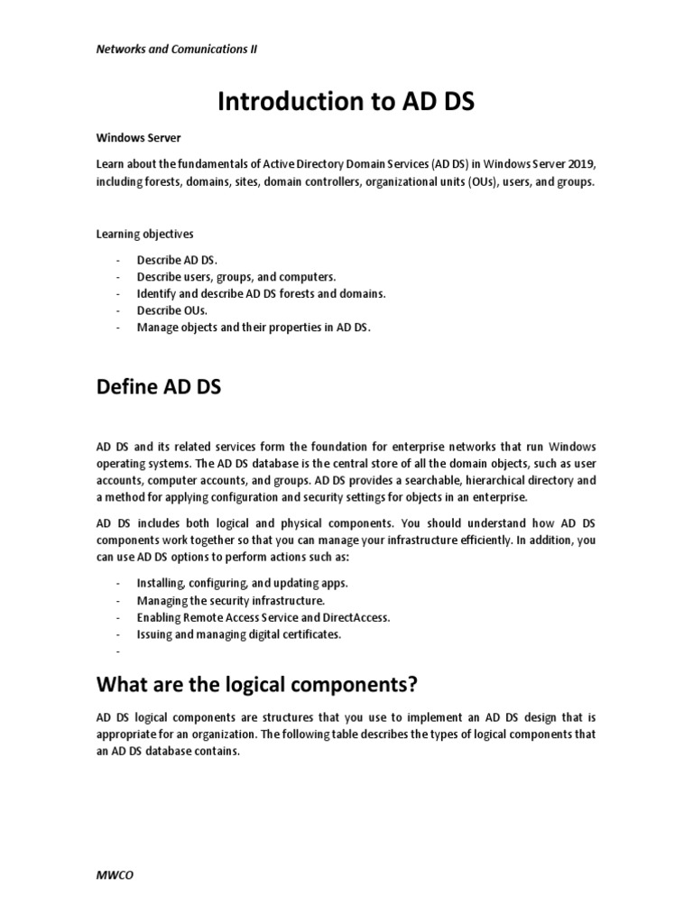 Active Directory Domain Services Fundamentals | PDF | Active Directory | User (Computing)