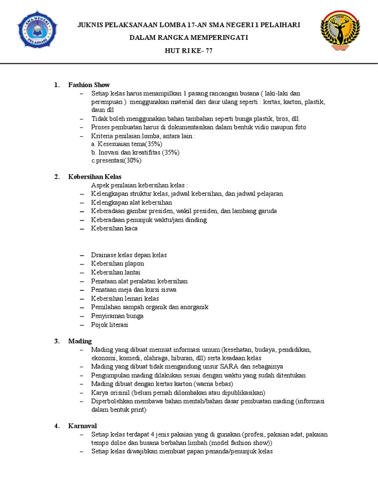 JUKNIS PELAKSANAAN LOMBA 17 pt.1 | PDF