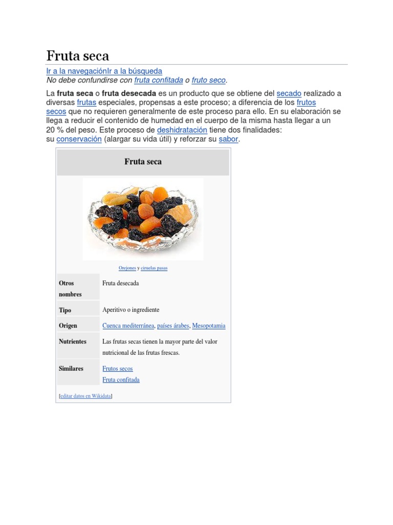 Fruta Seca: Proceso y Usos | PDF | Fruta seca | Comida y bebida