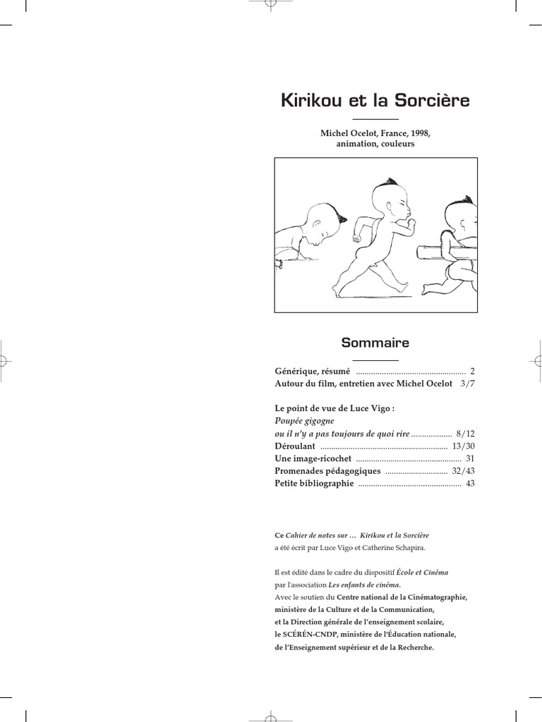 Kirikou Et La Sorciere. Cahier de Notes Sur | PDF | Cinématographie