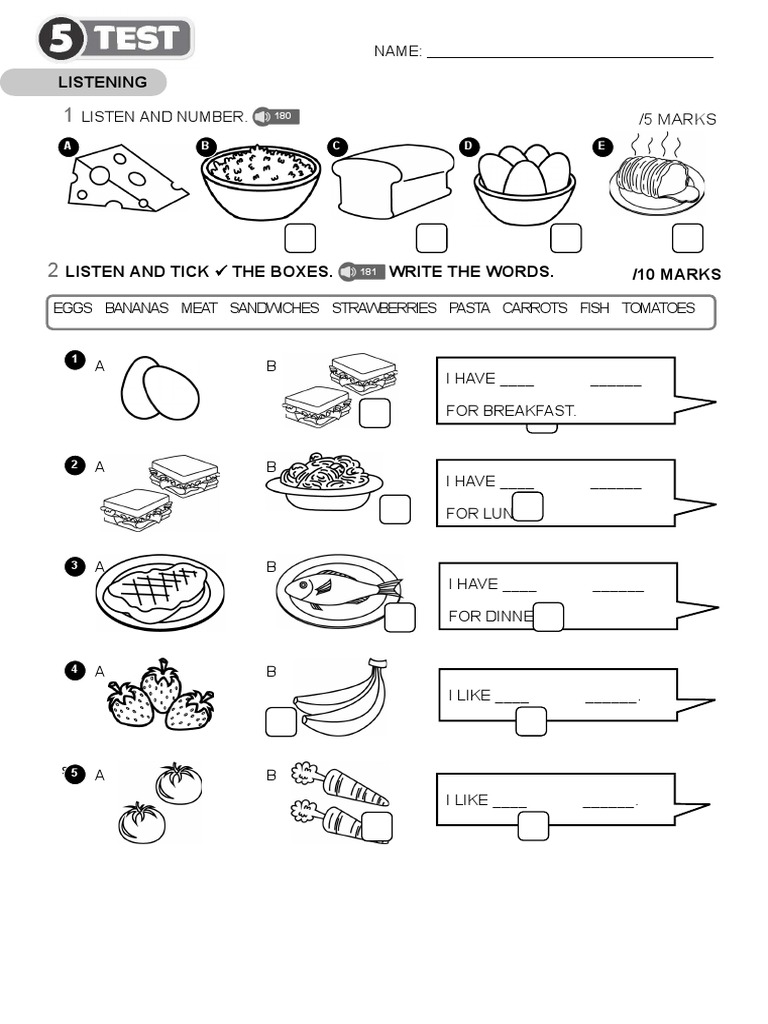 Bright Ideas 1 Unit 5 Test Caps | PDF