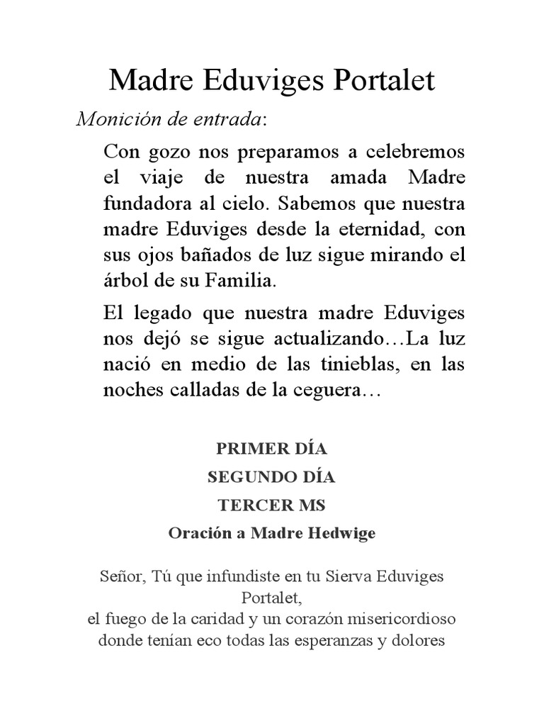 Madre Eduviges Portalet | PDF