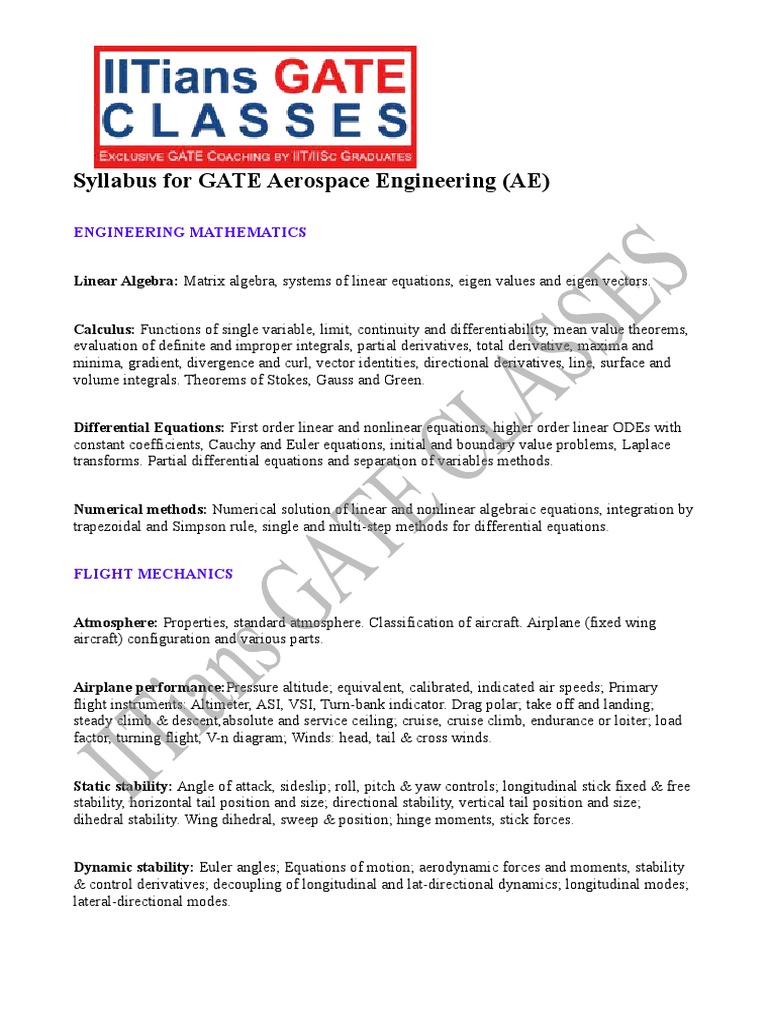 Syllabus-for-GATE Aerospace Engineering | PDF