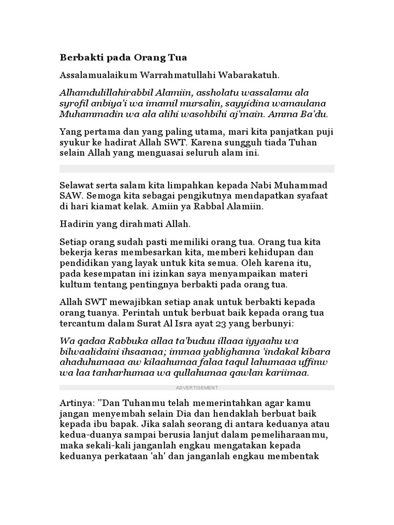Berbakti Pada Orang Tua | PDF | Agama & Spiritualitas | Gaya Hidup
