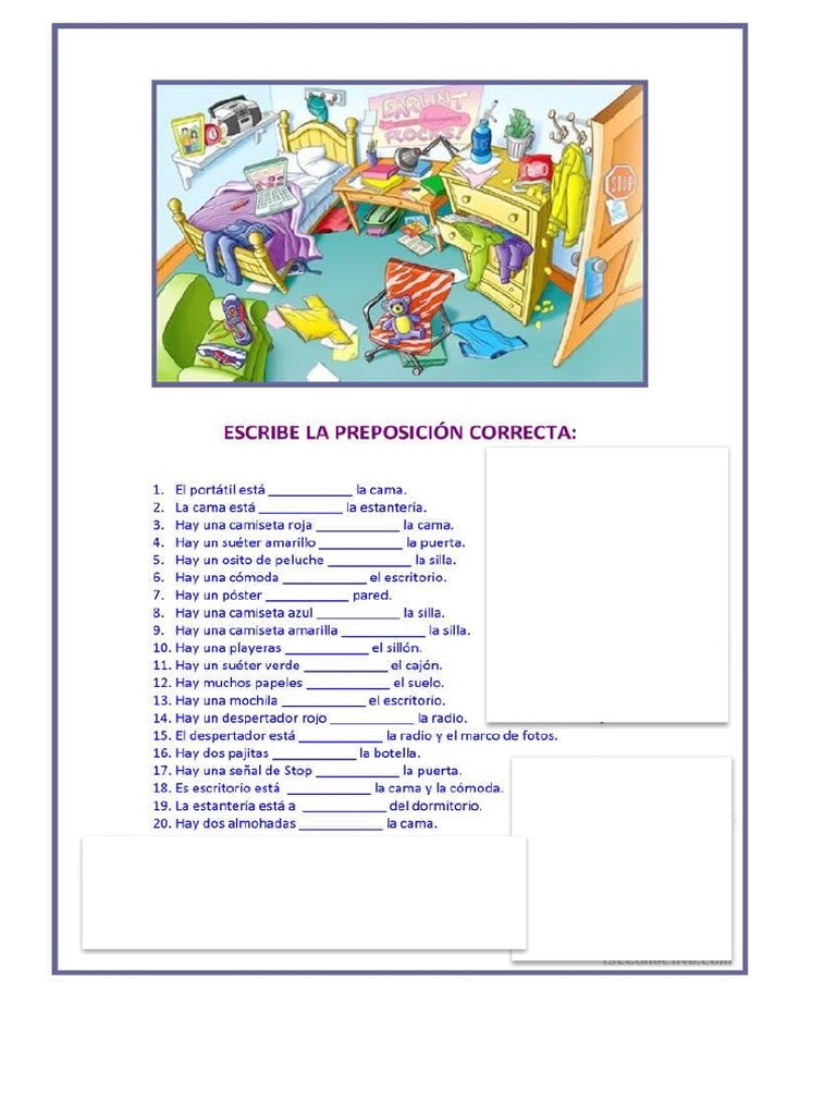 Ejercicios de Preposiciones | PDF