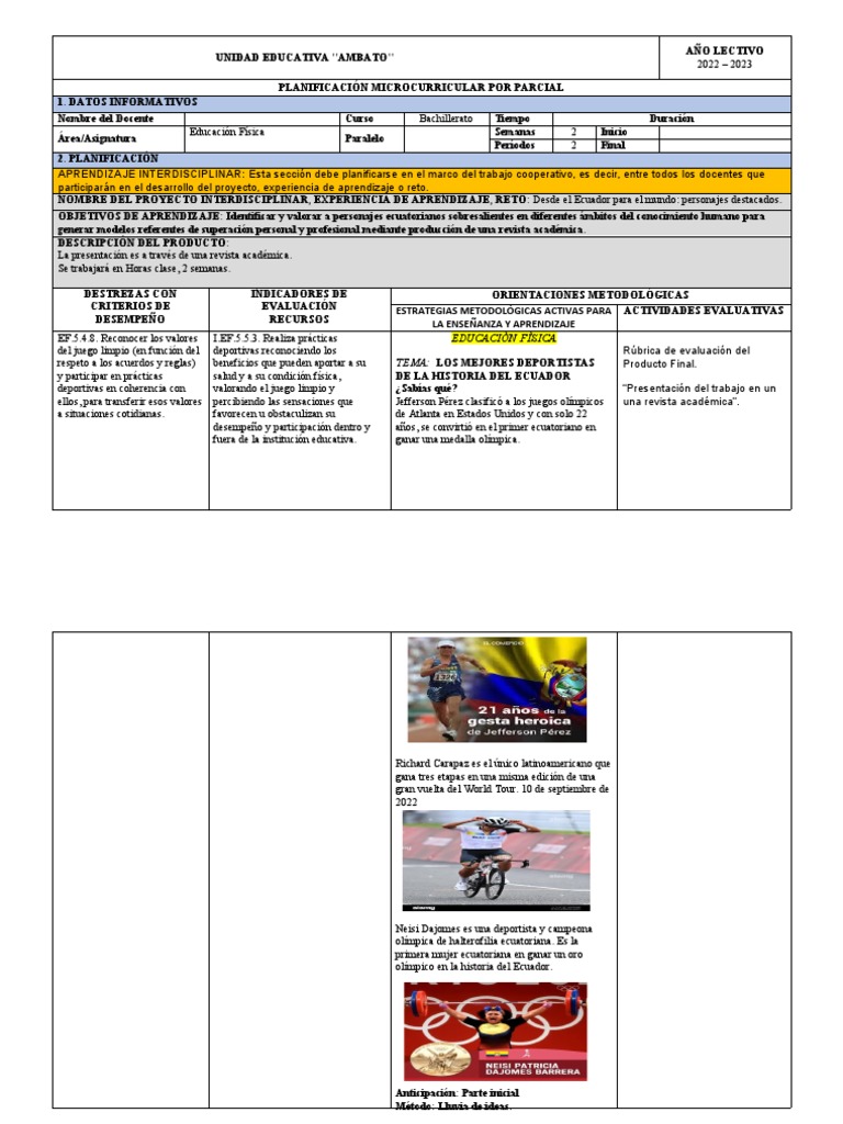 Proye Interdisciplinar Bachill.. EEFF 2021-2022 | PDF | Evaluación | Aprendizaje