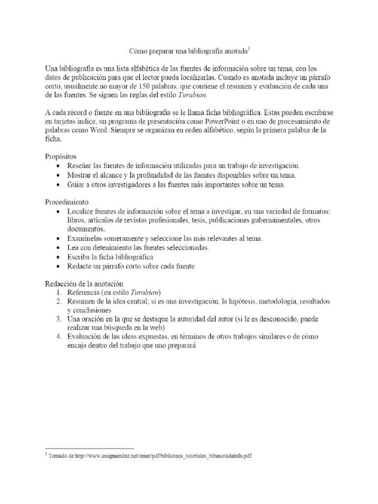 Como Preparar Una Bibliografia Anotada Pdf