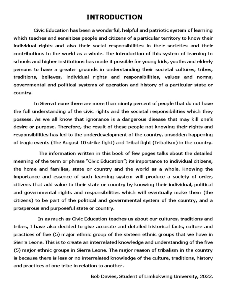 Civic Assignment | PDF | Sierra Leone