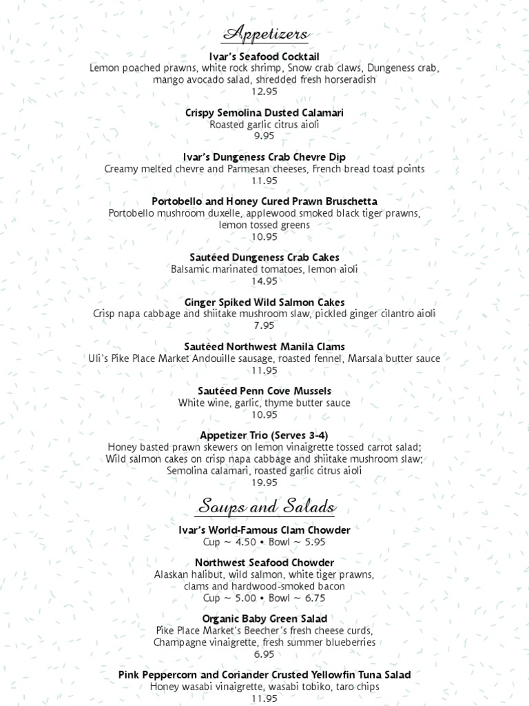 Acres Dinner Menu | PDF | French Fries | Salad