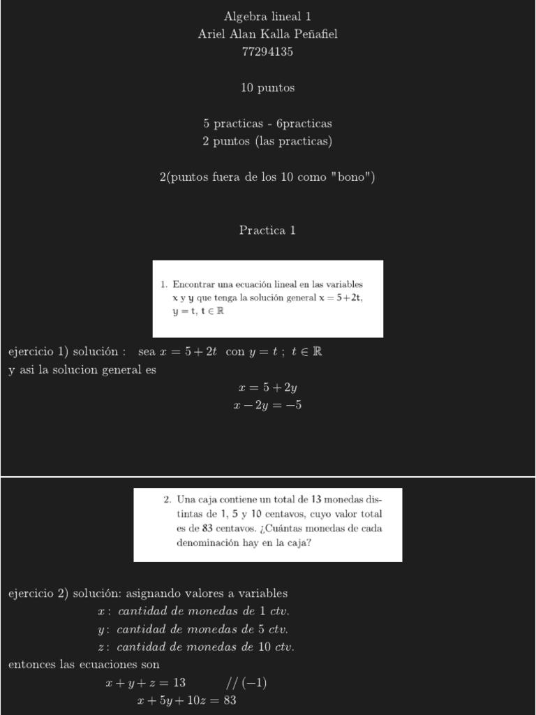 Algebra Lineal | PDF | Relaciones matematicas | Ecuaciones