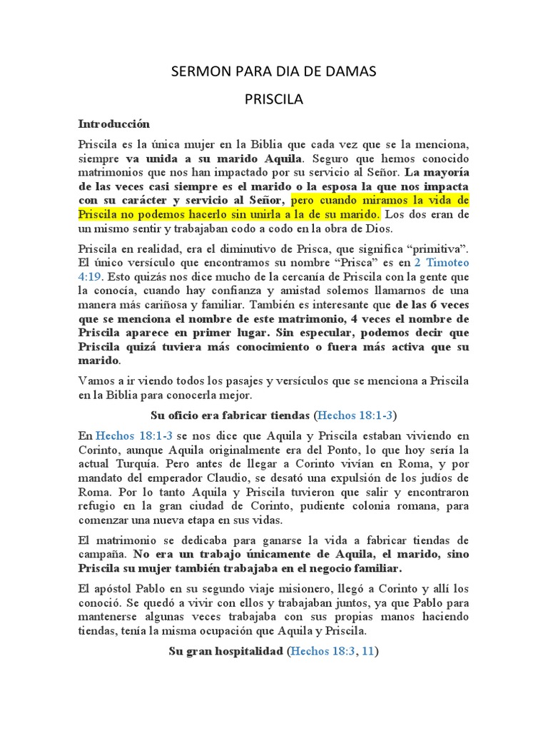Tema de Damas Priscila | PDF | Pablo el apóstol | Jesús