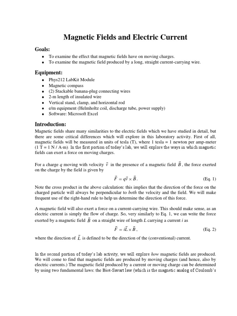 Magnetic Fields and Electric Current | PDF | Magnetic Field | Electron